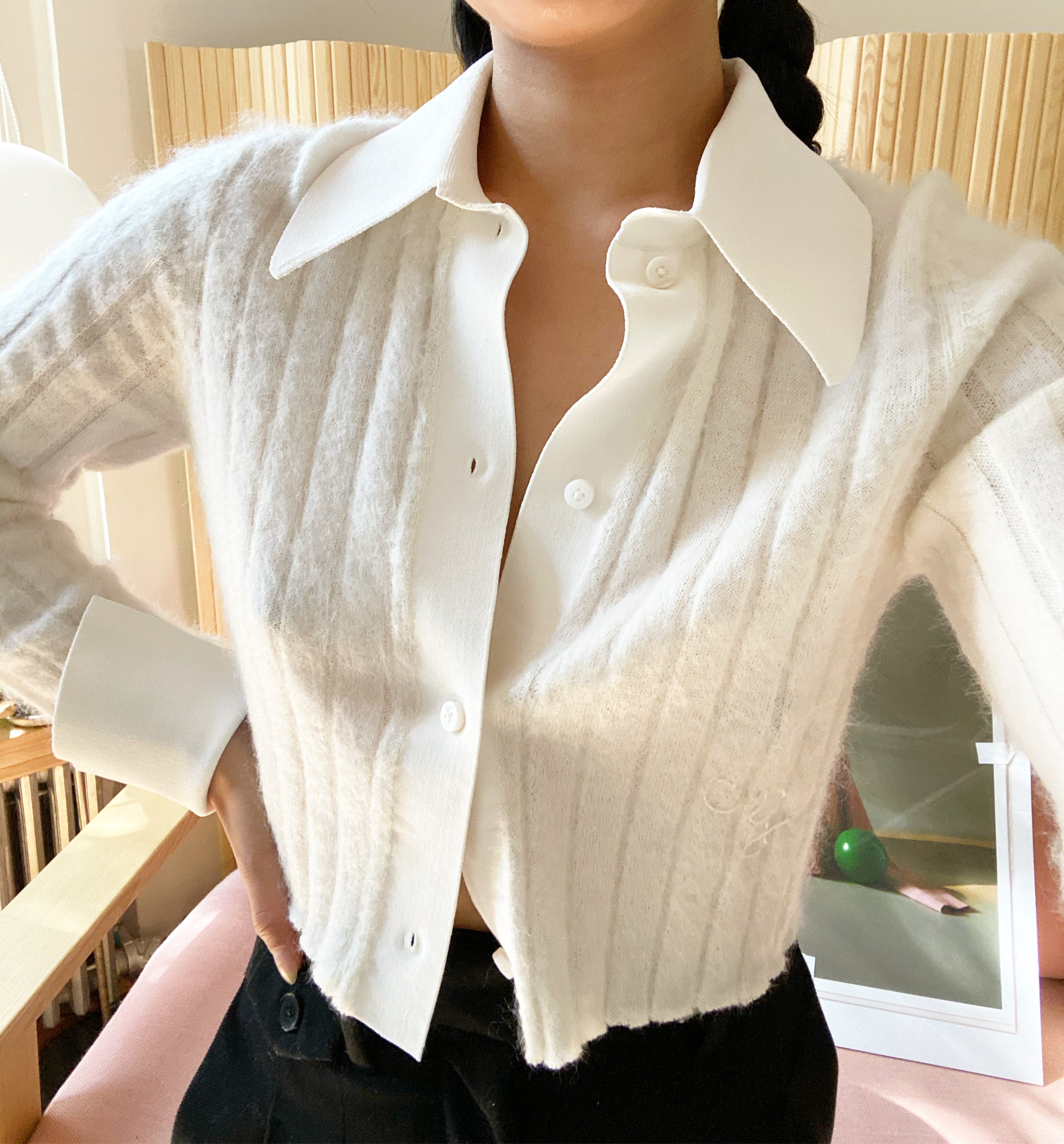 GILLIAN CROPPED SERIOUS SHIRT IN MILK – Ply-Knits